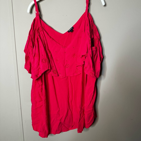 torrid | Tops | Torrid Red Open Shoulder Blouse | Poshmark